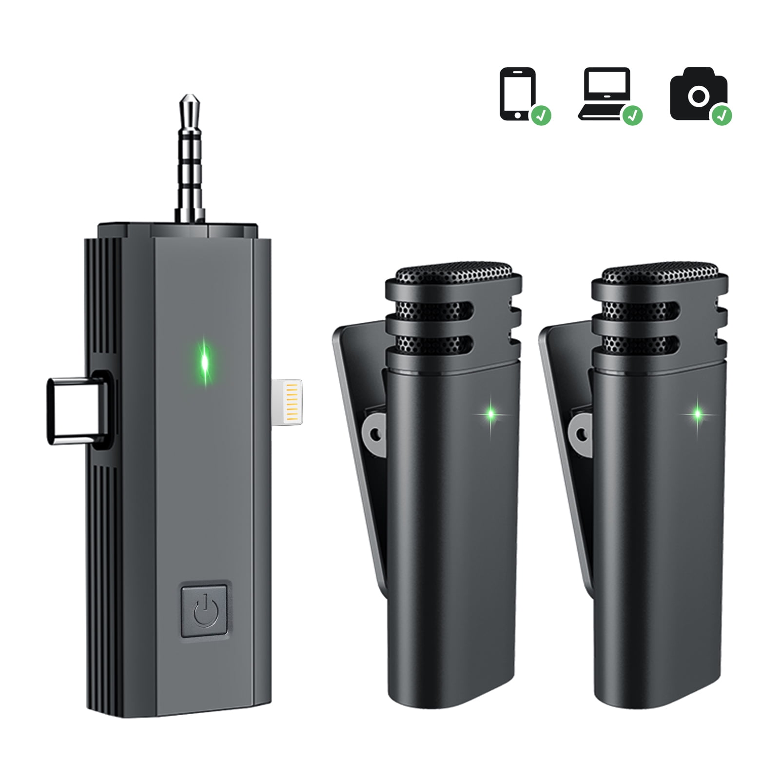 NEWWARE 2 Pack Wireless Lavalier Mics for iPhone/Android/Camera/PC ...