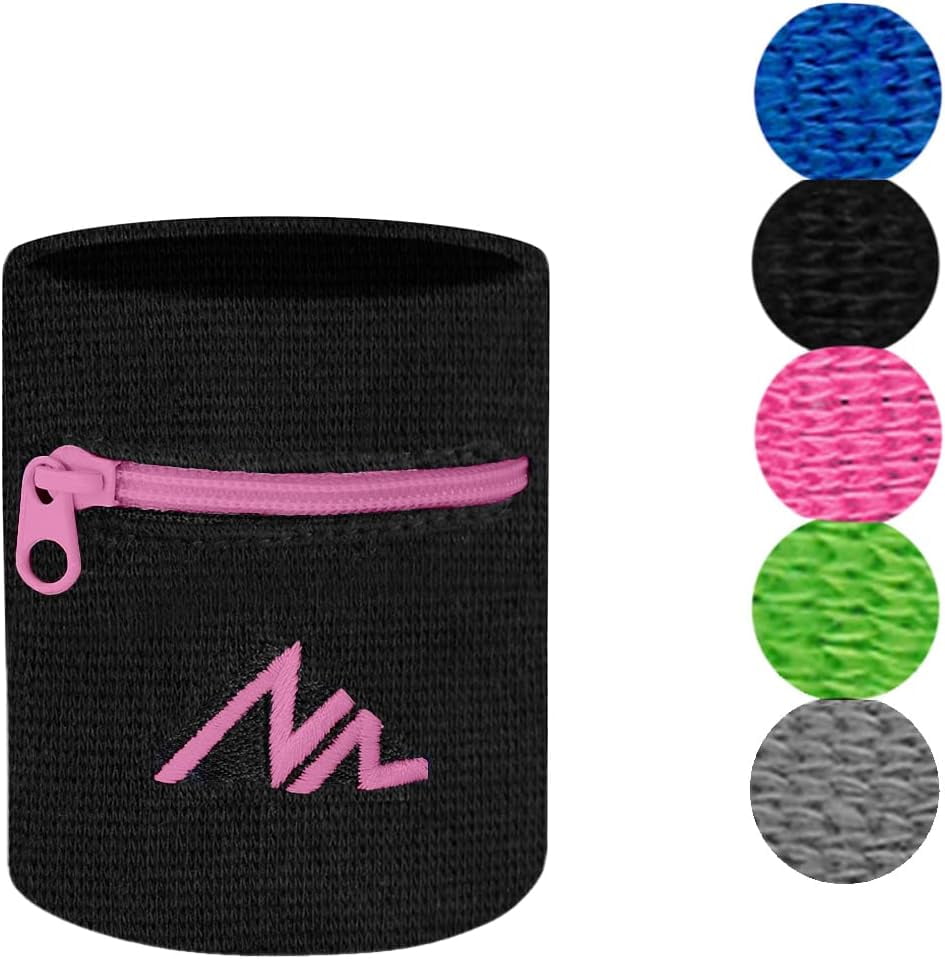 NEWZILL Wrist Wallet (Wristband) with Zipper - Cotton sweatbands for ...