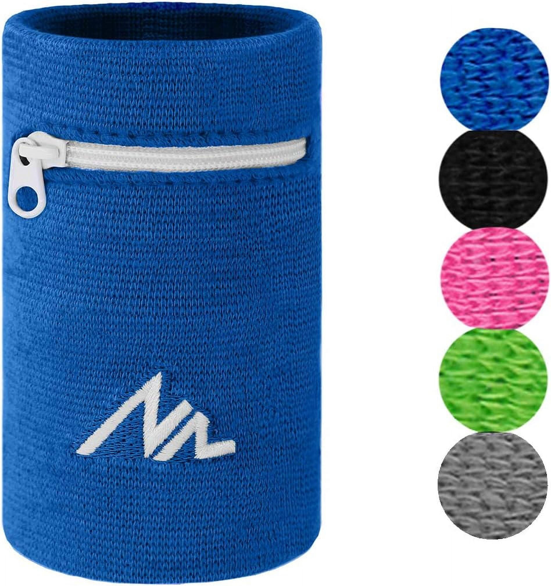 NEWZILL Wrist Wallet (Wristband) with Zipper - Cotton sweatbands for ...