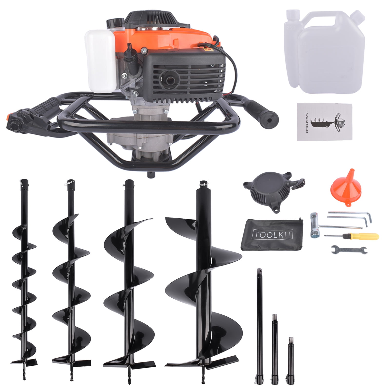 NEWZQ 72CC Gas Power Post Hole Digger, Earth Digger with 4 Sizes Drills ...