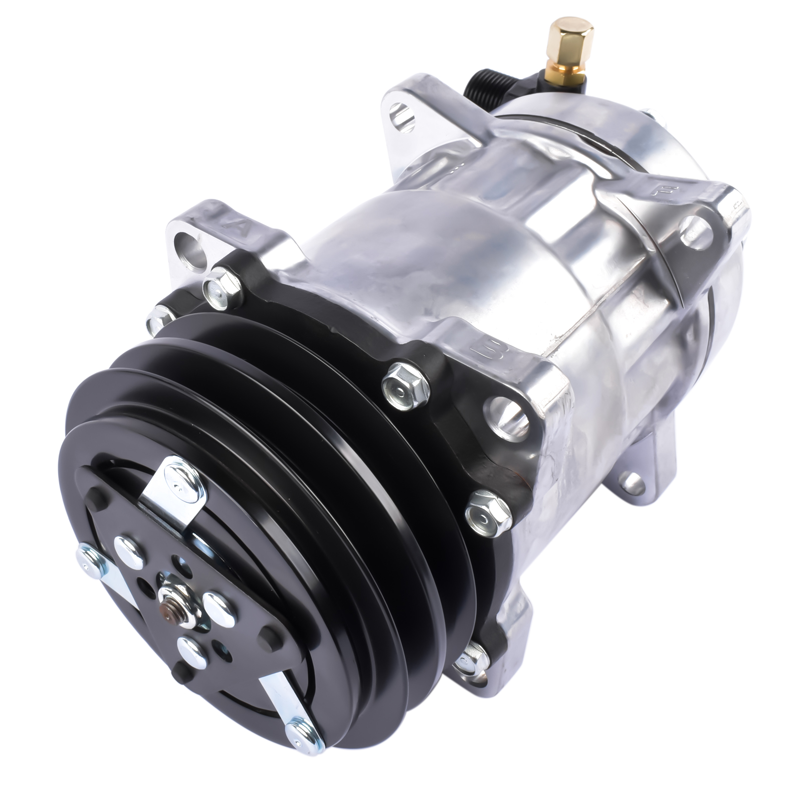 NEWZQ A/C Compressor 12V 2 Grooves 6 Cylinders Universal Fit for All ...