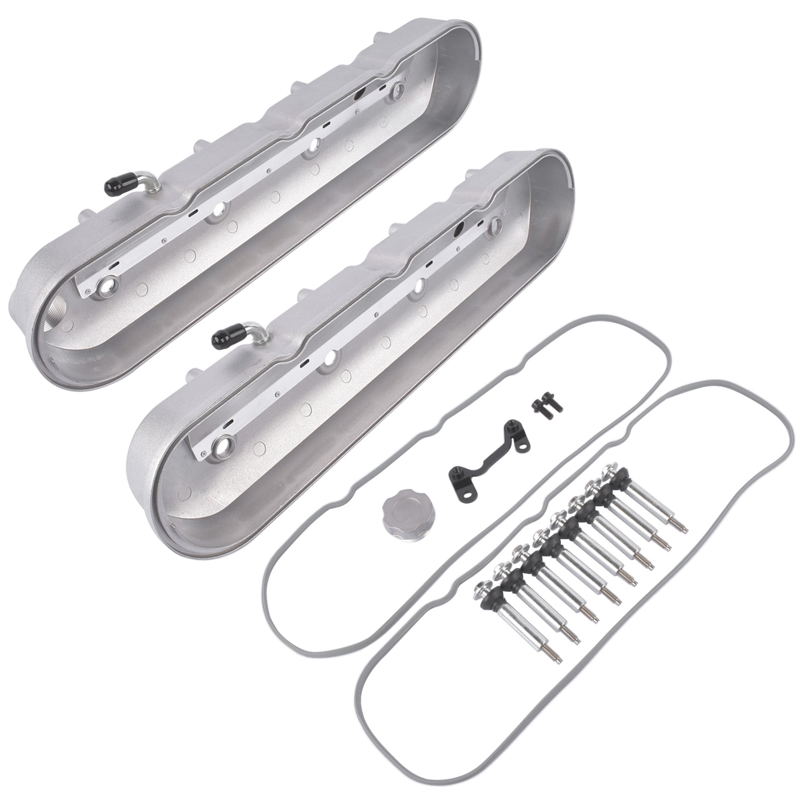 NEWZQ Aluminum Tall Silver Pair Valve Covers with Coil Mounts for GM LS ...