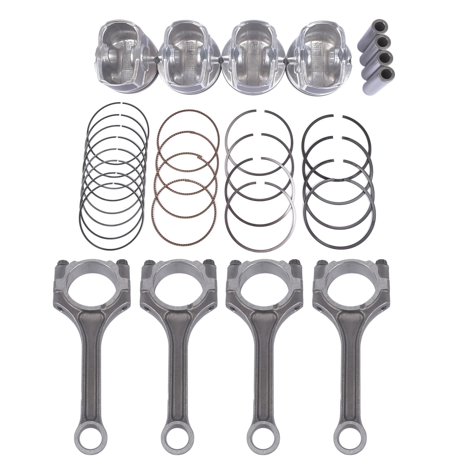 NEWZQ Set of 4 Engine Piston Ring and Connecting Rod Fits 2010-2018 Kia ...