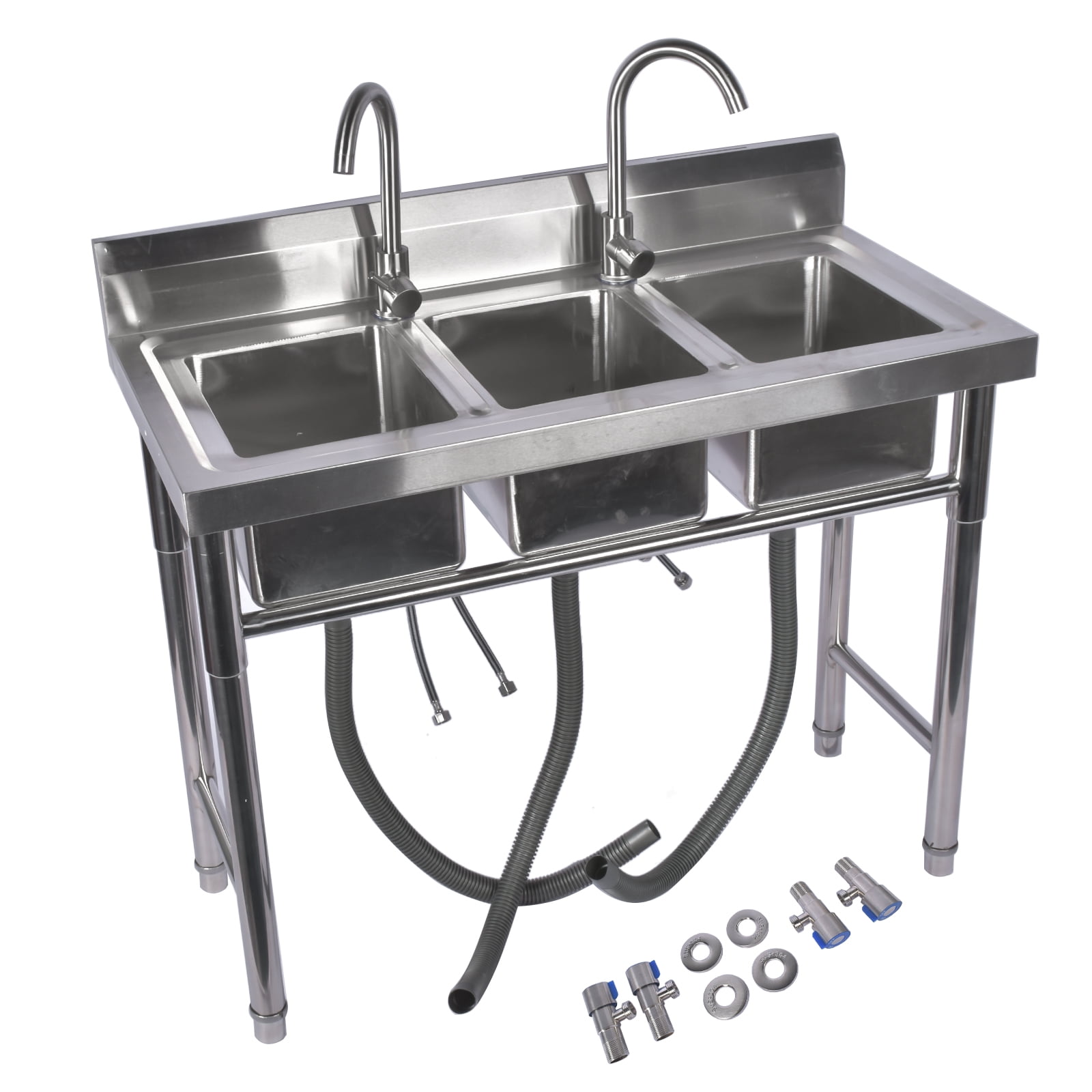 NEWZQ Stainless Steel Kitchen Sink Commercial Freestanding Utility Sink ...