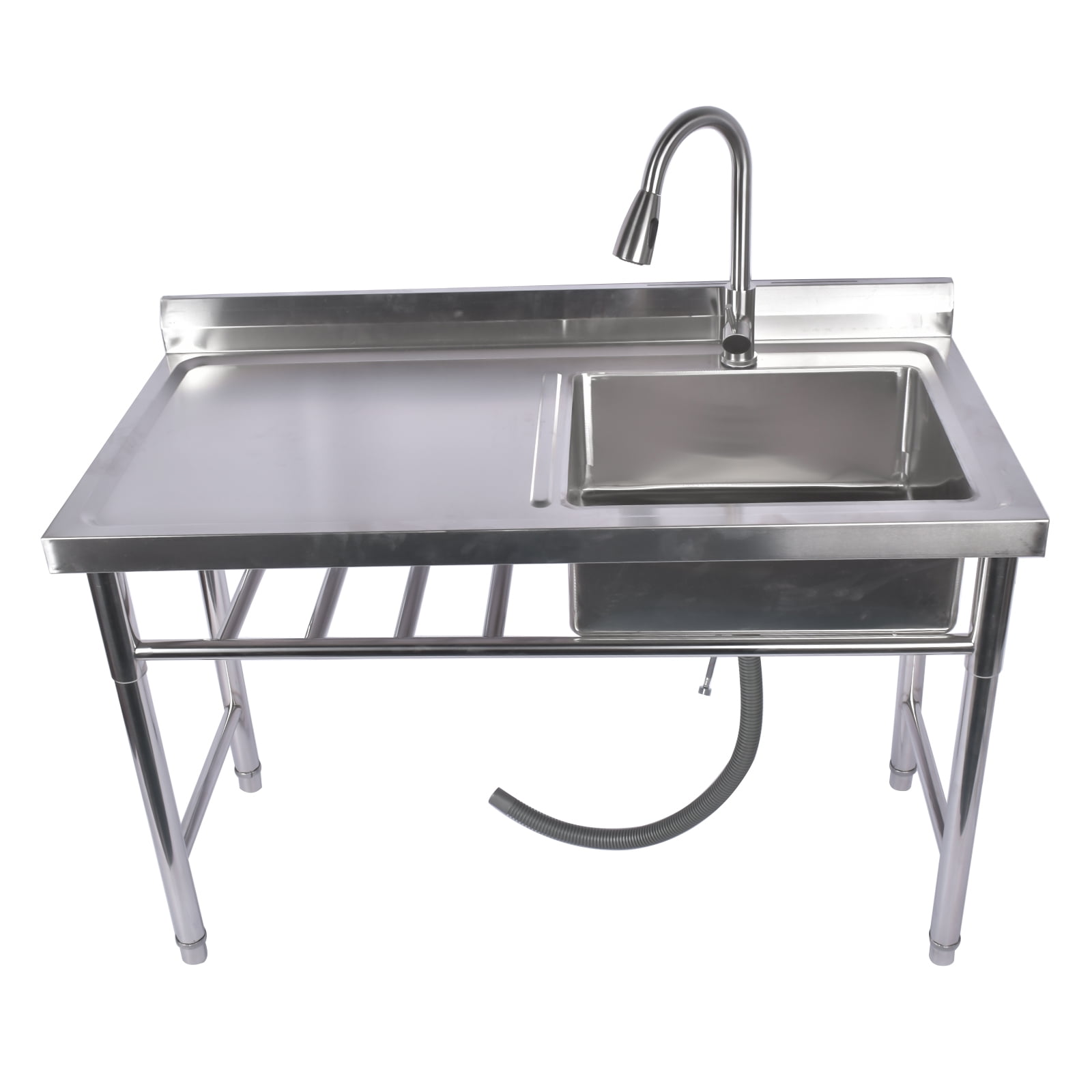 NEWZQ Stainless Steel Kitchen Sink Commercial Freestanding Utility Sink ...