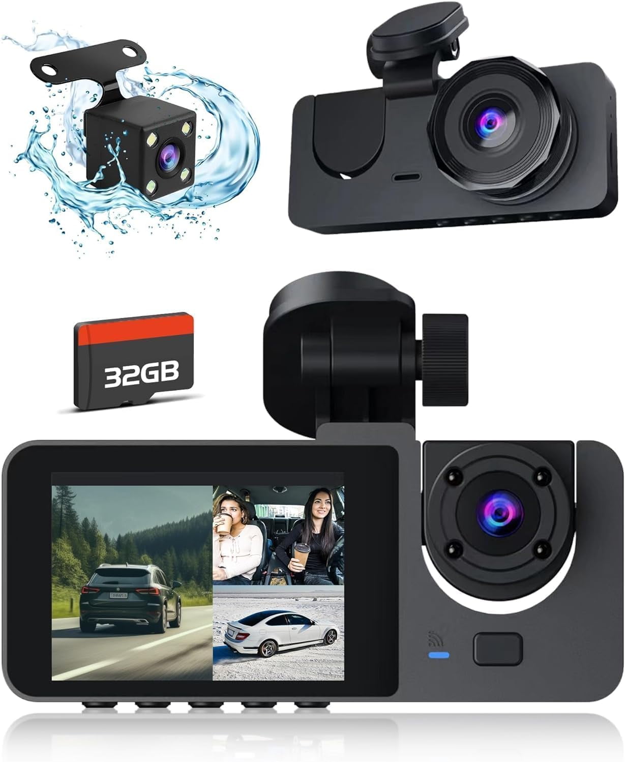 NEX-POW Dash Cam Front and Rear with Night Vision and Parking Monitor ...