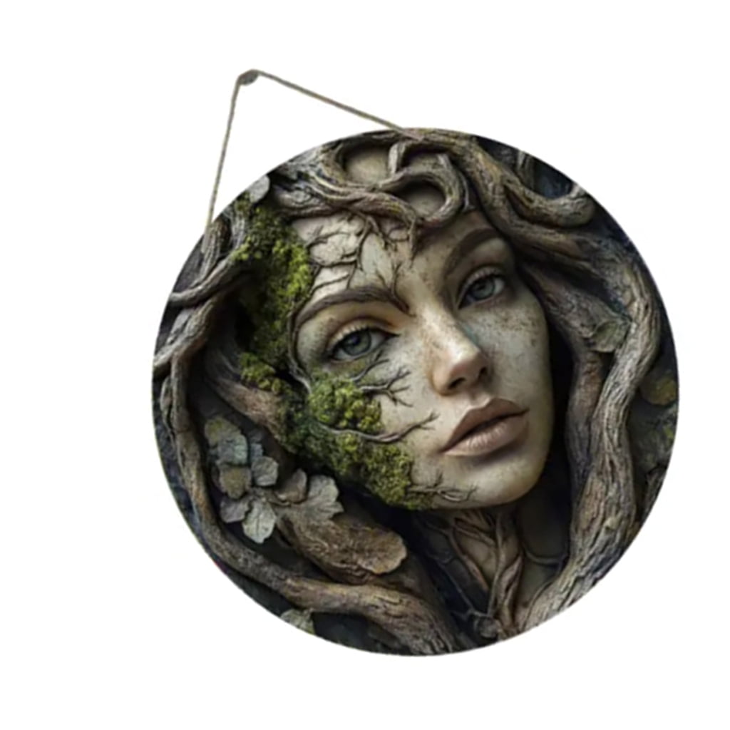 NEXAVKPR Artistic Wooden Wall Hanging Sign Mysterious Tree Goddess ...