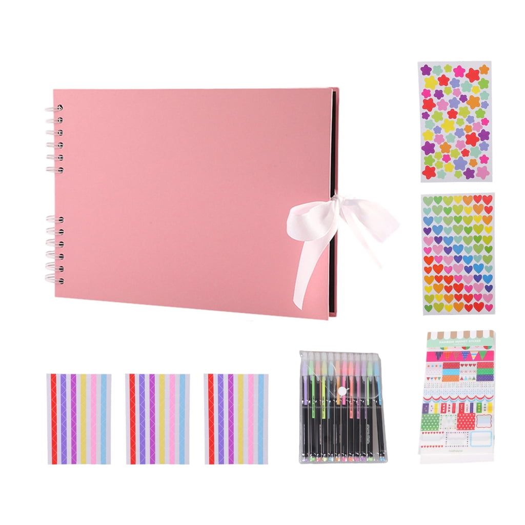 NEXAVKPR DIY Photo Scrapbook Album with Ribbon Includes Accessories for ...