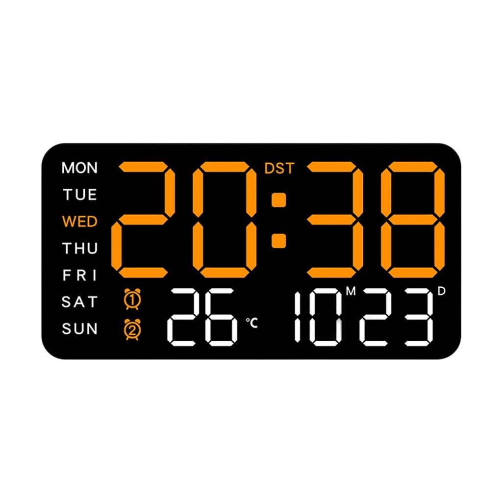 NEXAVKPR Digital Wall Clock LED Display Date Temperature 2 Alarm ...