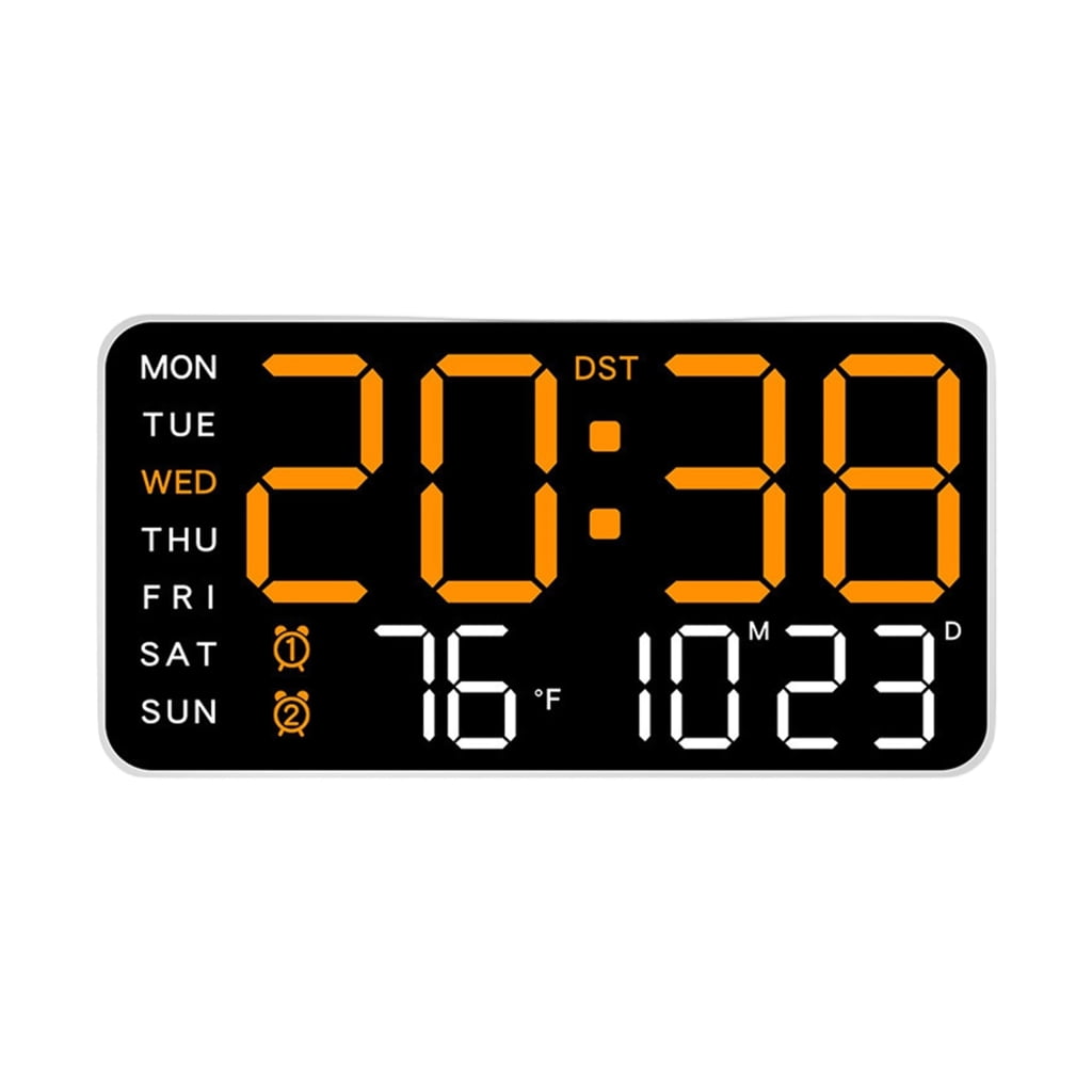 NEXAVKPR Digital Wall Clock LED Display Date Temperature 2 Alarm ...
