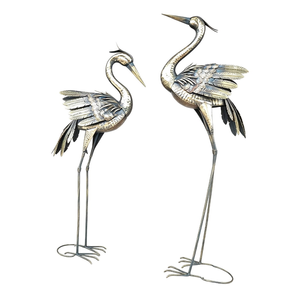 NEXAVKPR Metal Cranes Garden Statue,Handcrafted Heron Decors Sculpture ...