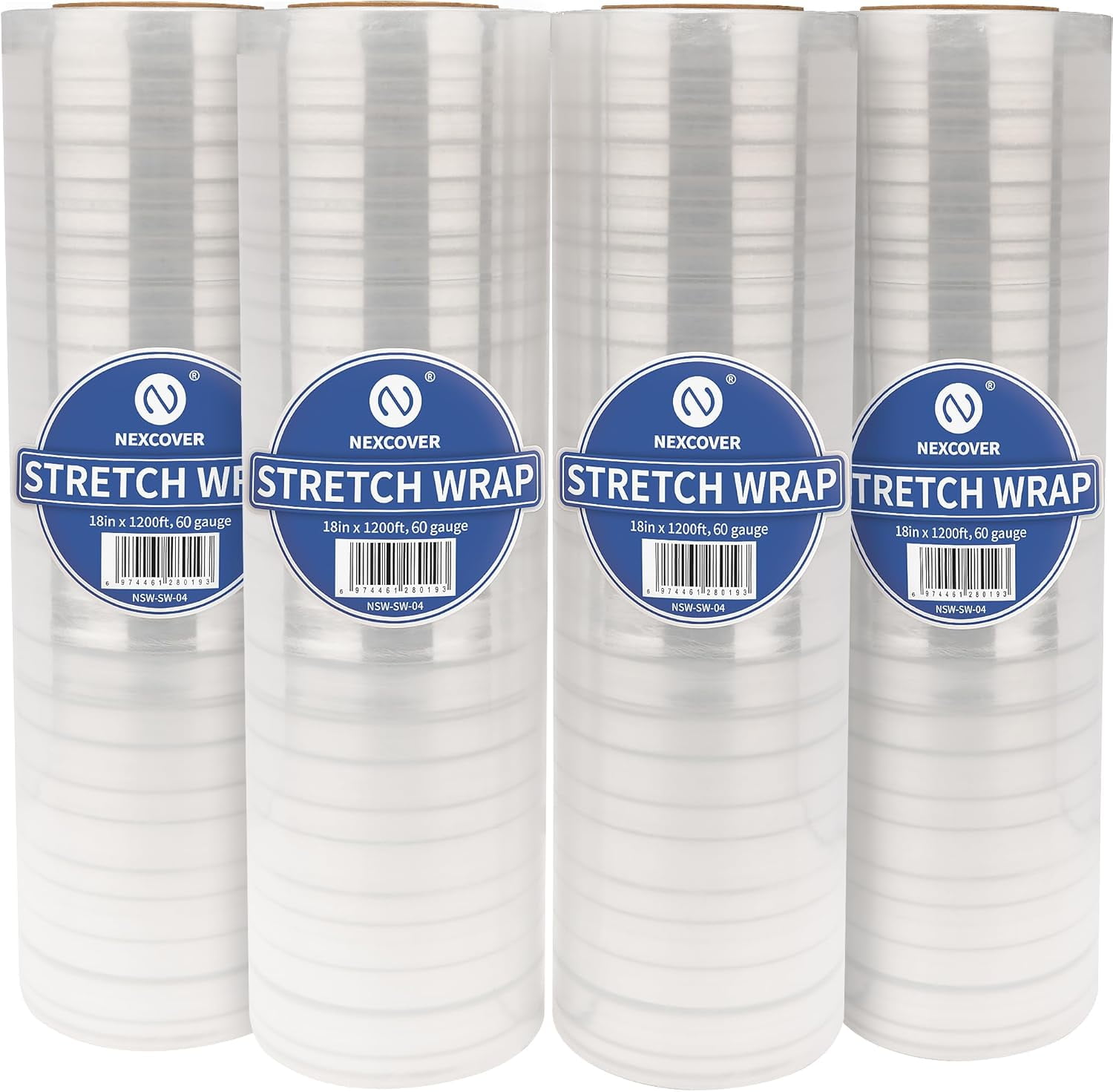 NEXCOVER 18 Inch Stretch Wrap - 1200 Feet | 60 Gauge, 4 Roll Clear ...