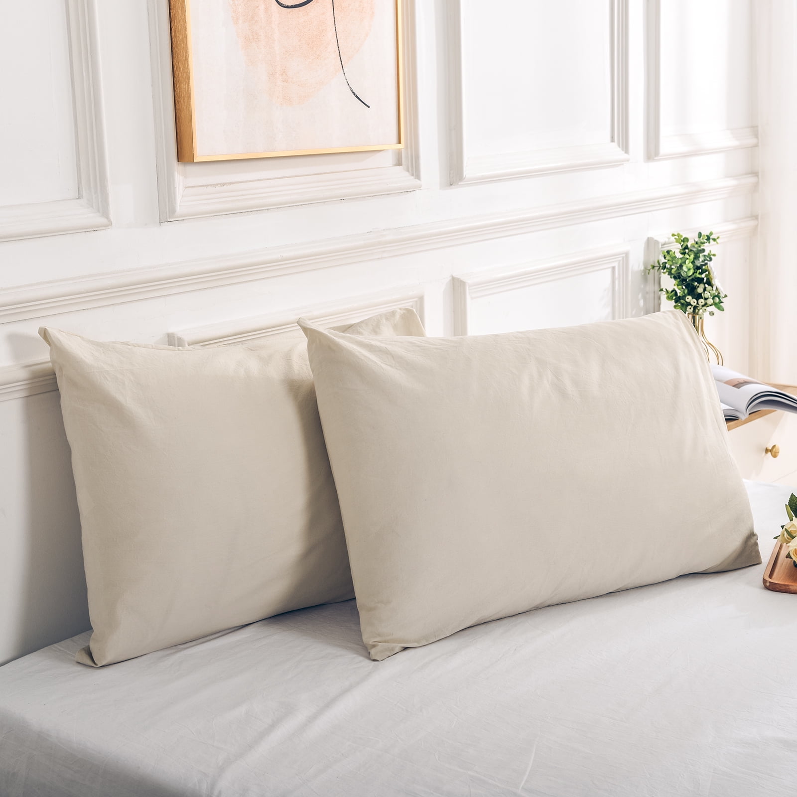 NEXHOME PRO 100% Organic Cotton Queen Pillowcases Set of 2, Envelope ...
