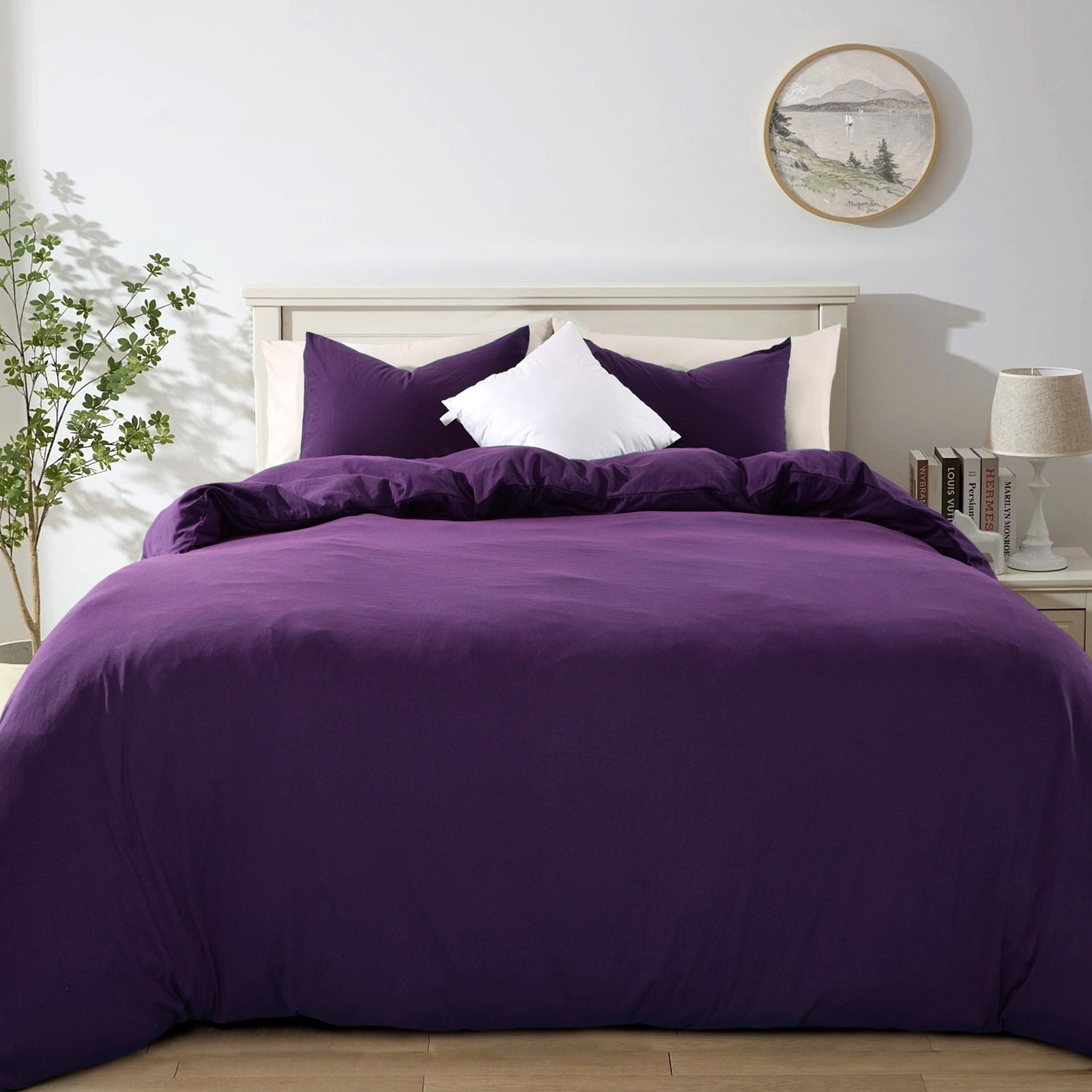 NEXHOME PRO Duvet Cover Set 100% Cotton Organic Jersey Knit - 3 Pieces ...
