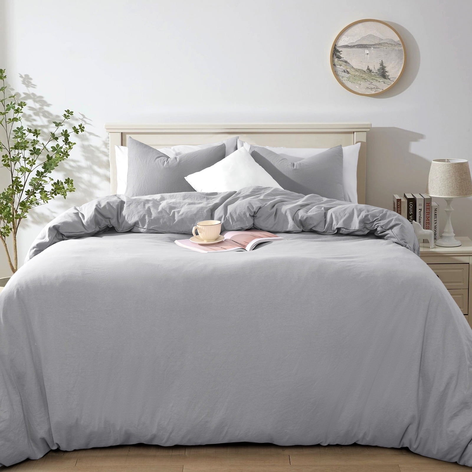 NEXHOME PRO Duvet Cover Set 100% Cotton Organic Jersey Knit - 3 Pieces ...