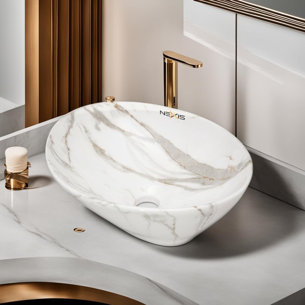 NEXIS Designer Ceramic Wash Basin For Bathroom Over Counter Bathroom ...