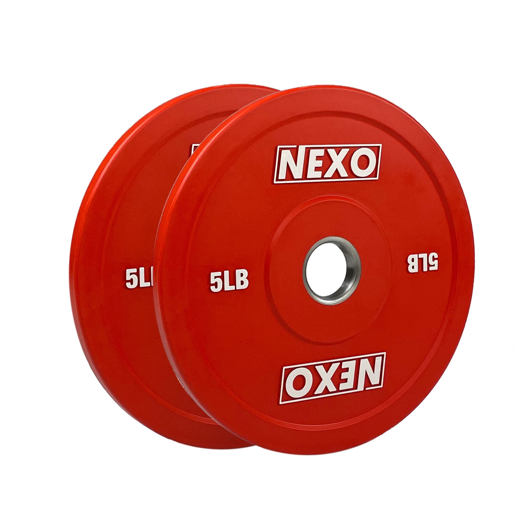 NEXO 5LB Red Rubber Bumper Plate Pair - Premium Matte Finish, Standard ...