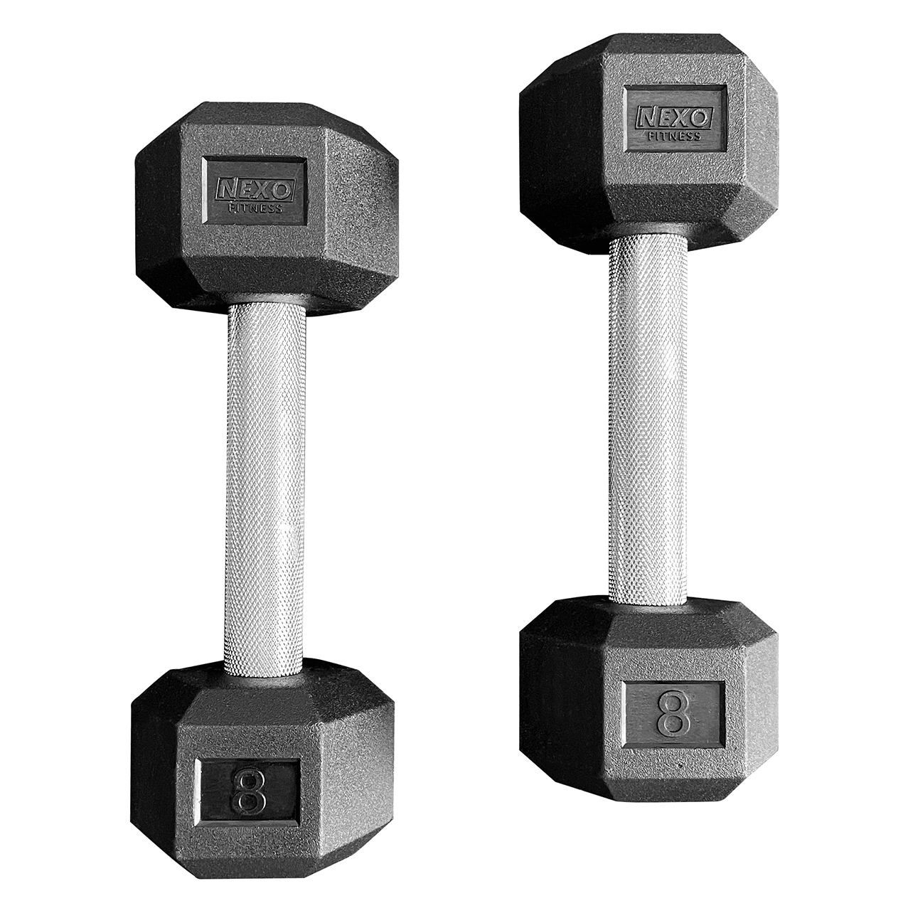 NEXO 8LB Dumbbell Pair - Commercial Grade Straight Handle Fully Knurled ...