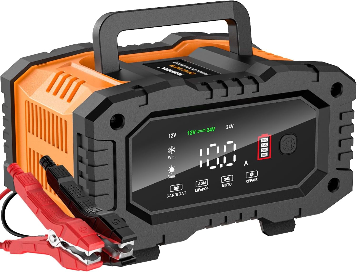 NEXPEAK NC202 10 Amp Battery Charger, 12V 24V Lead Acid Portable Car ...