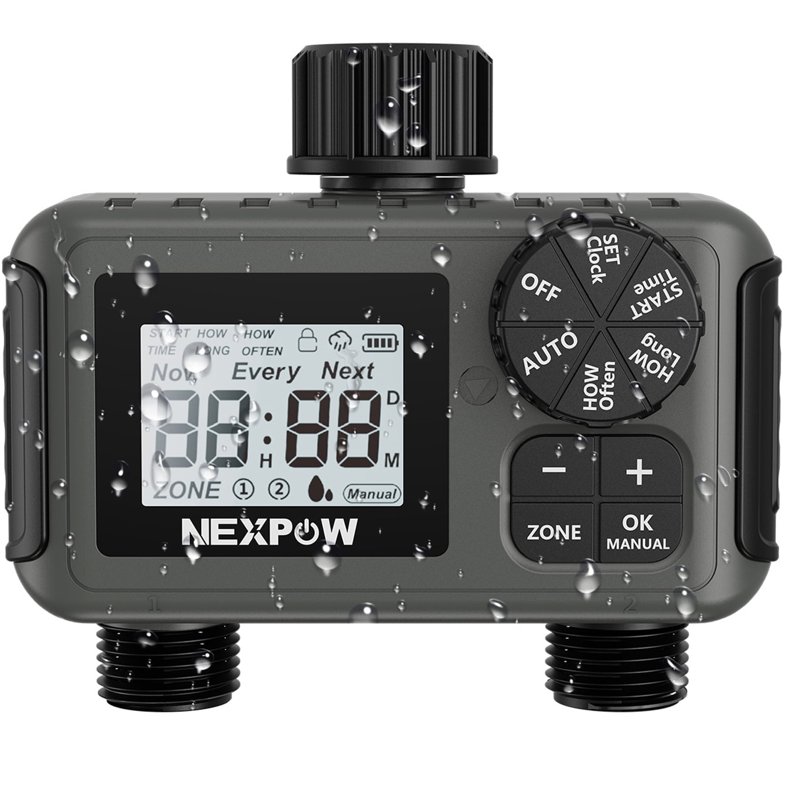 NEXPOW Programmable 2-Zone Water Timer - Outdoor Automatic Sprinkler ...