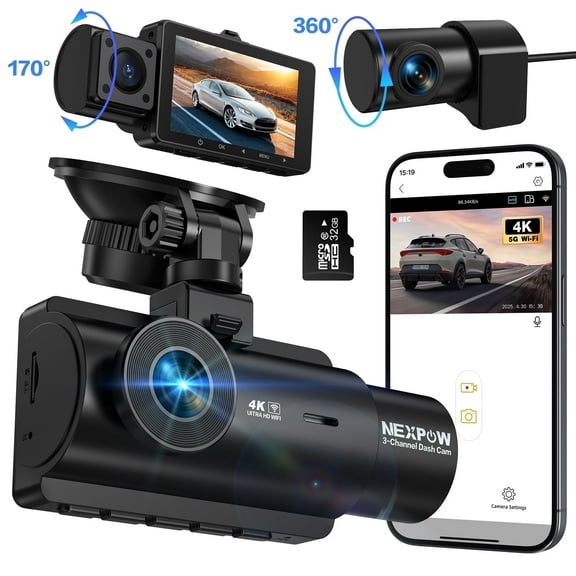 Dash Cam Front 1080P, WiFi Car Camera with 128GB SD Card, 5GHz WiFi App ...