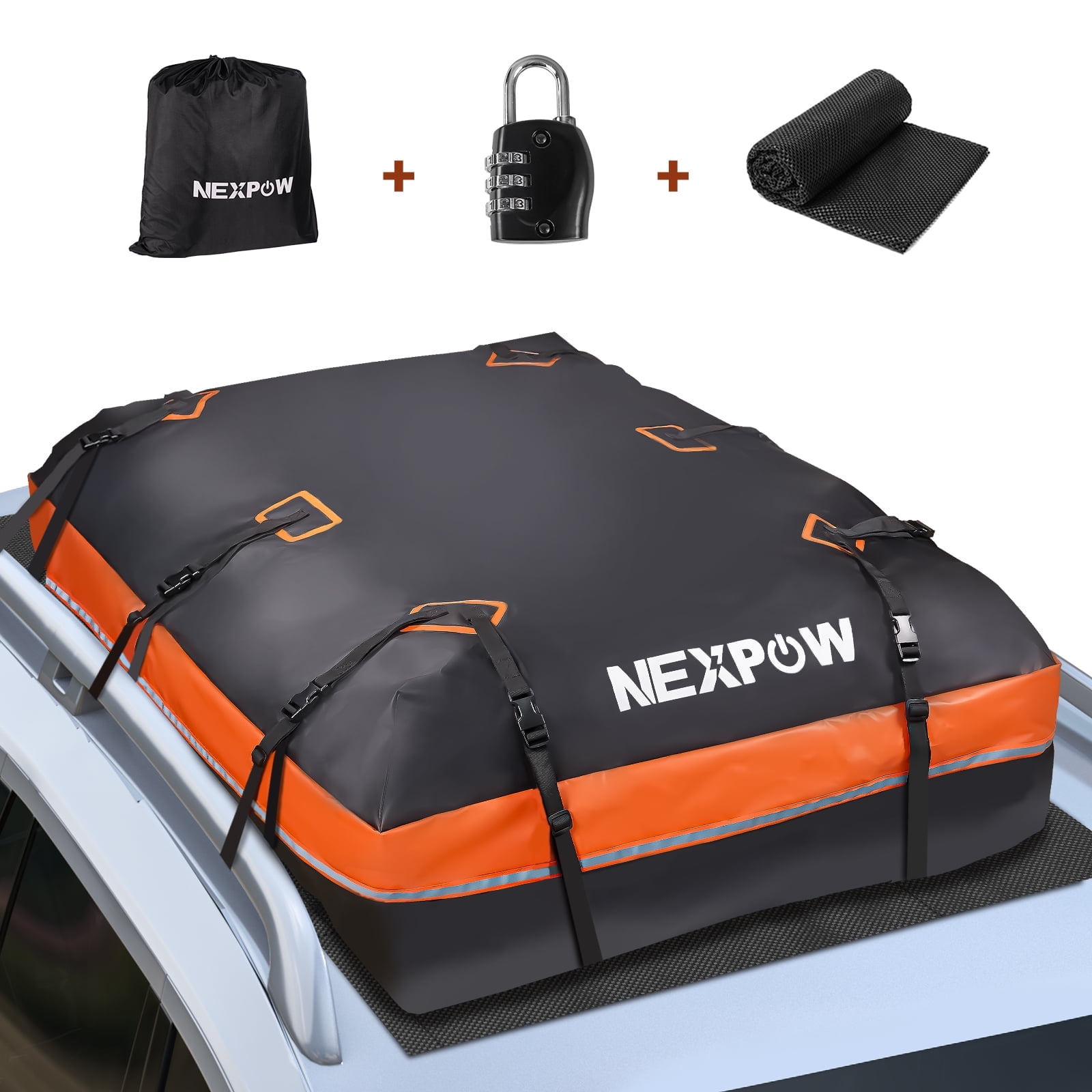 NEXPOW Car Rooftop Cargo Carrier Bag, 21 Cubic Feet 100% Waterproof ...