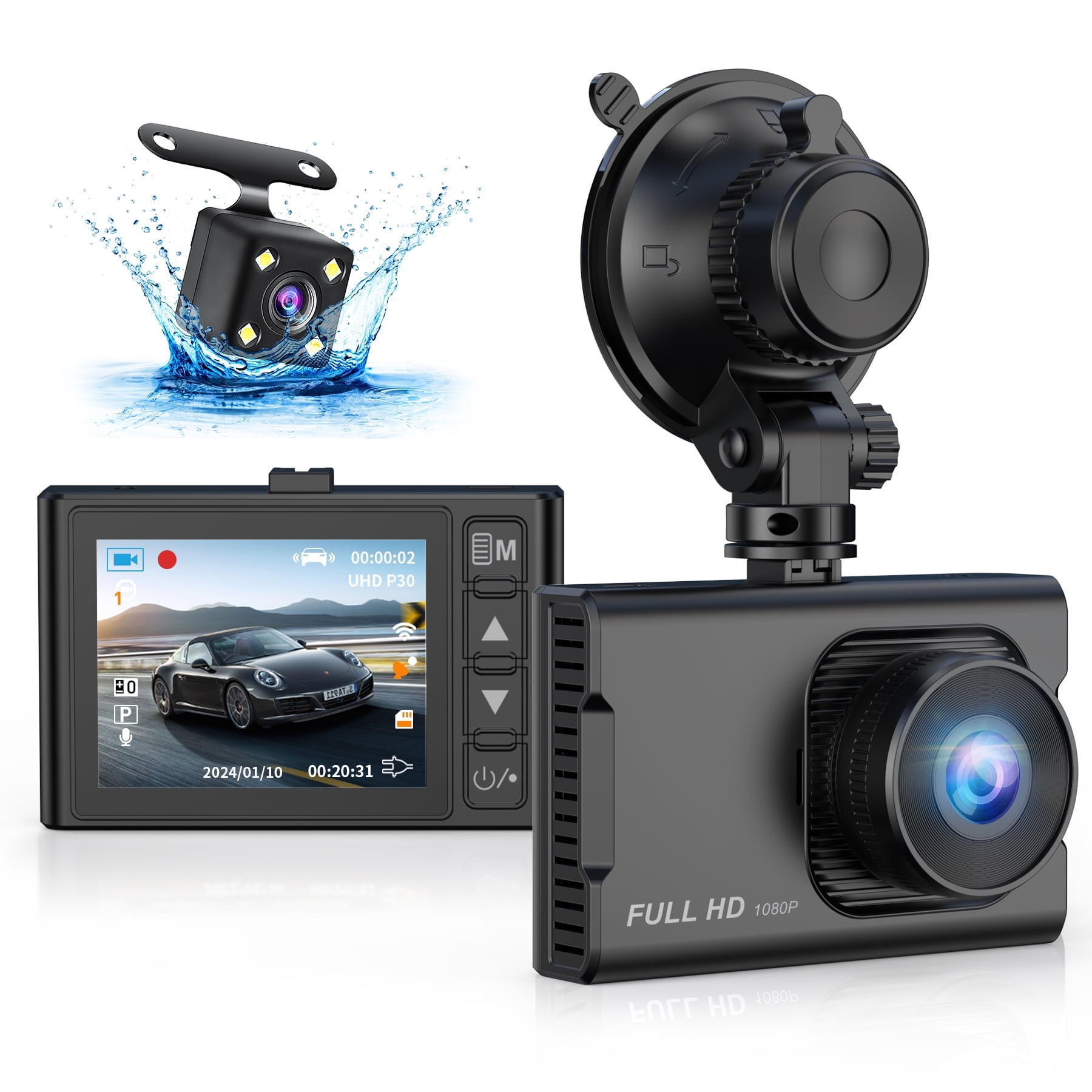 Open Box NEXPOW Dash Cam Front and Rear, 1080P Full HD Dash Camera ...