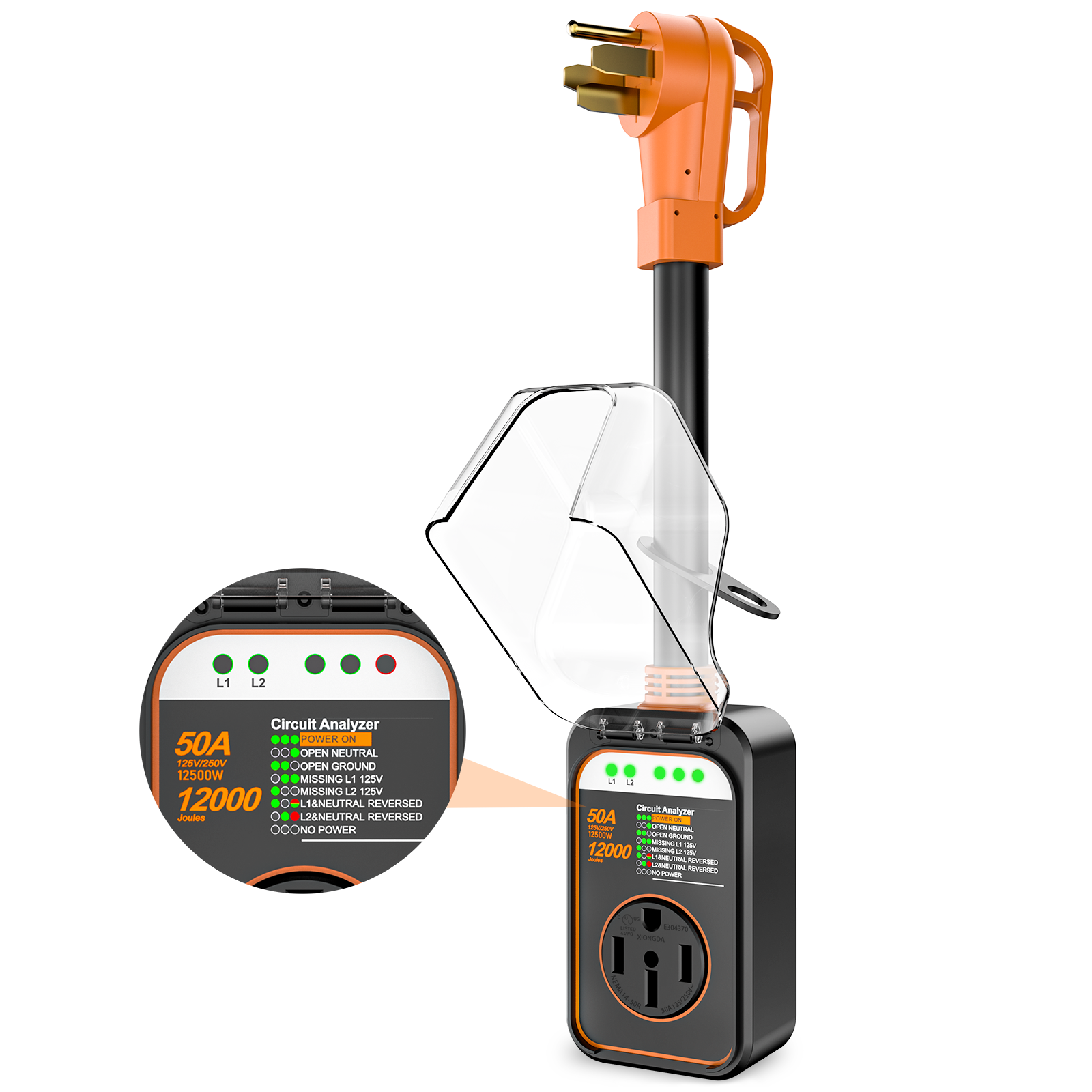 Surge Guard 50AM30AF18 RV Power Cord Adapter - 50 Amp Male 30 Amp ...