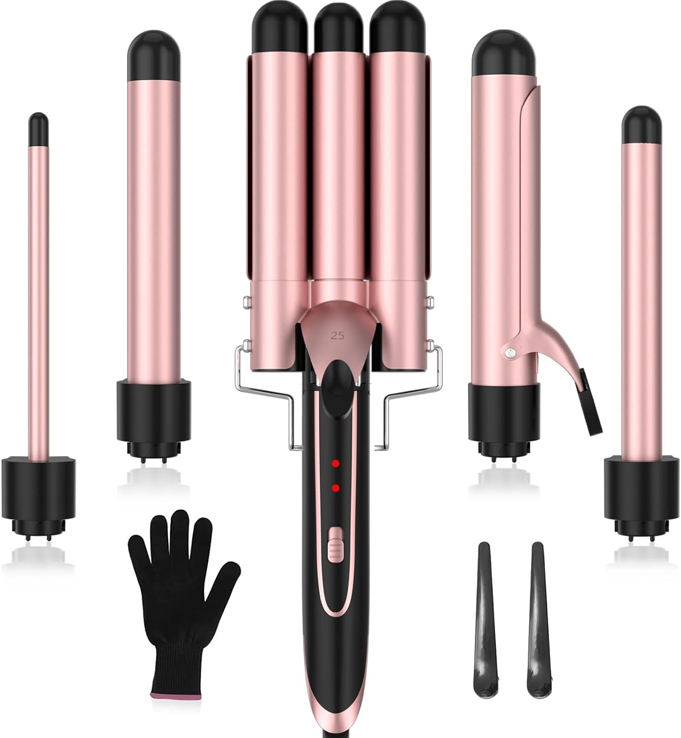 NEXPURE Curling Iron, 6 in 1 Curling Wand Set with 3 Barrel Hair ...