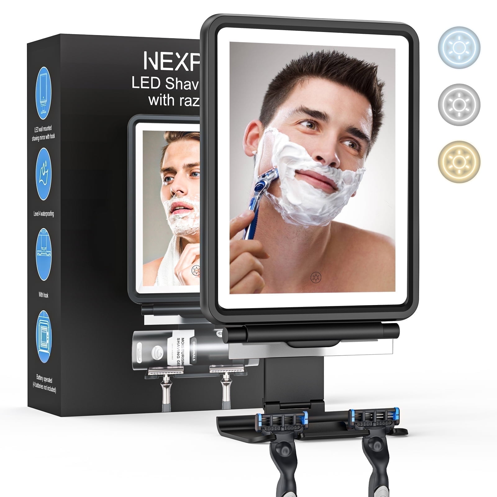 NEXPURE Fogless LED Vanity Mirror - Men's Personal Styling Travel ...