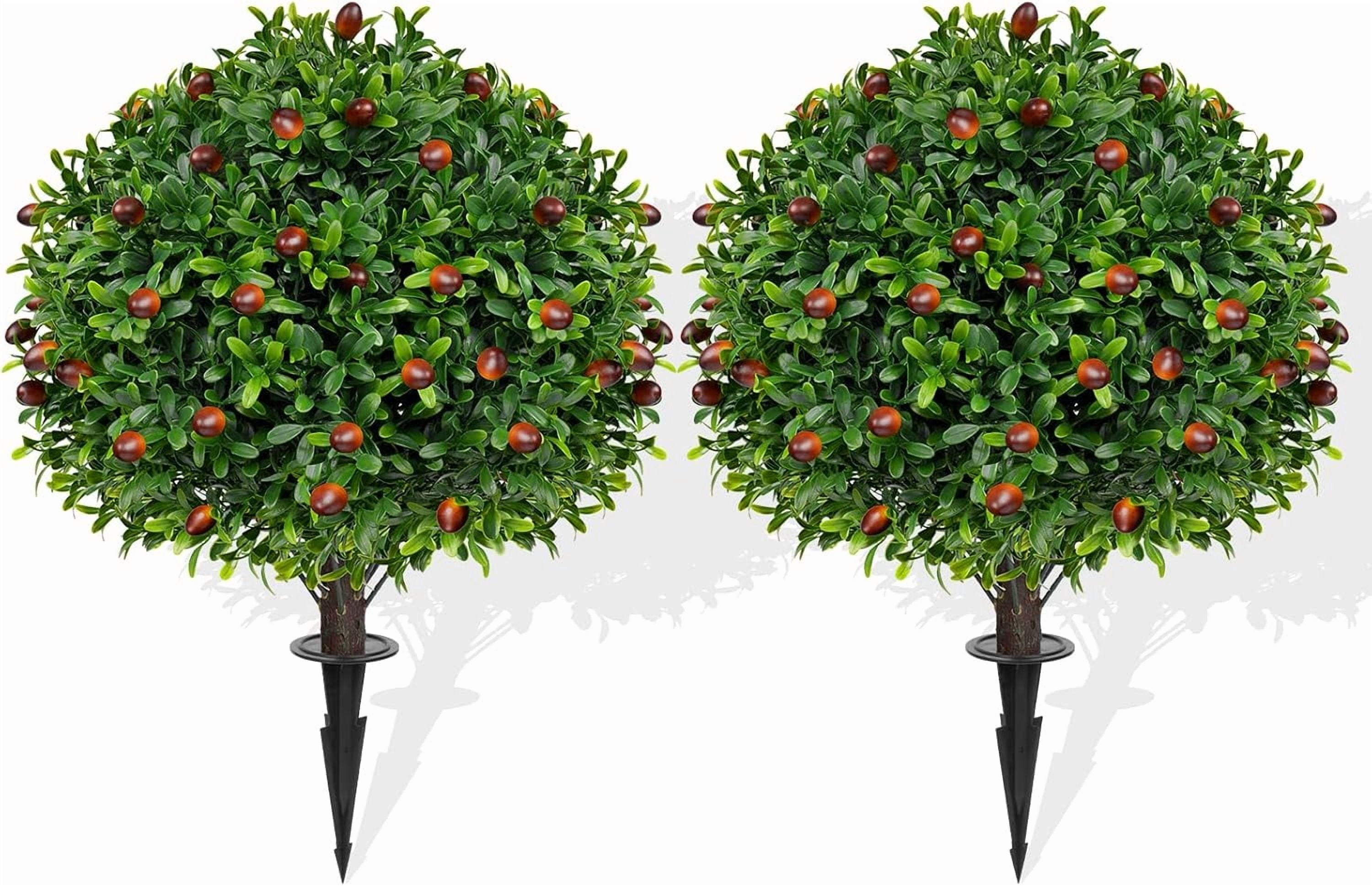 NEXPYUNArtificial Olive Topiary Ball Trees with Ground Spike, 2 Pack 16 ...