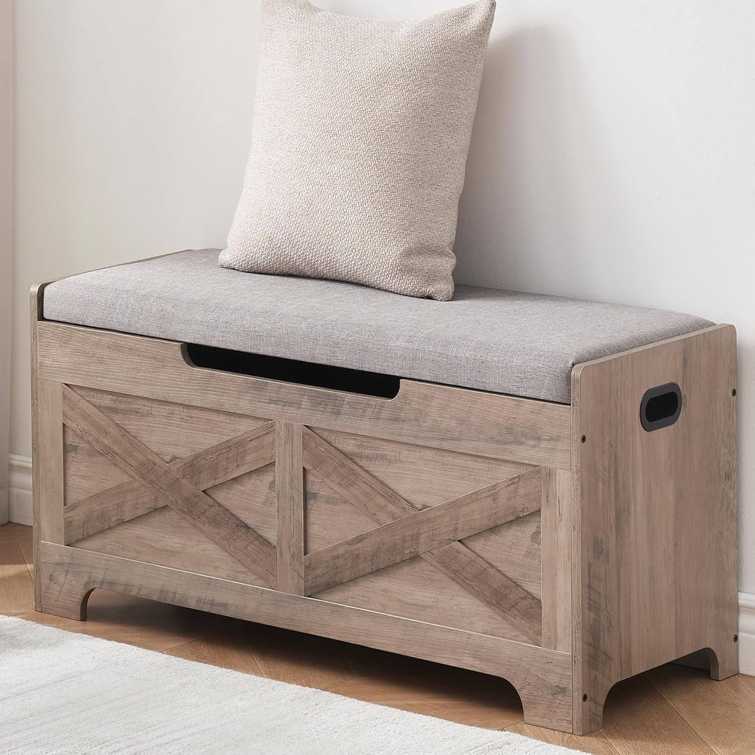 NEXPYUNStorage Chest, Farmhouse Toy Storage Trunk, Wooden Entryway ...