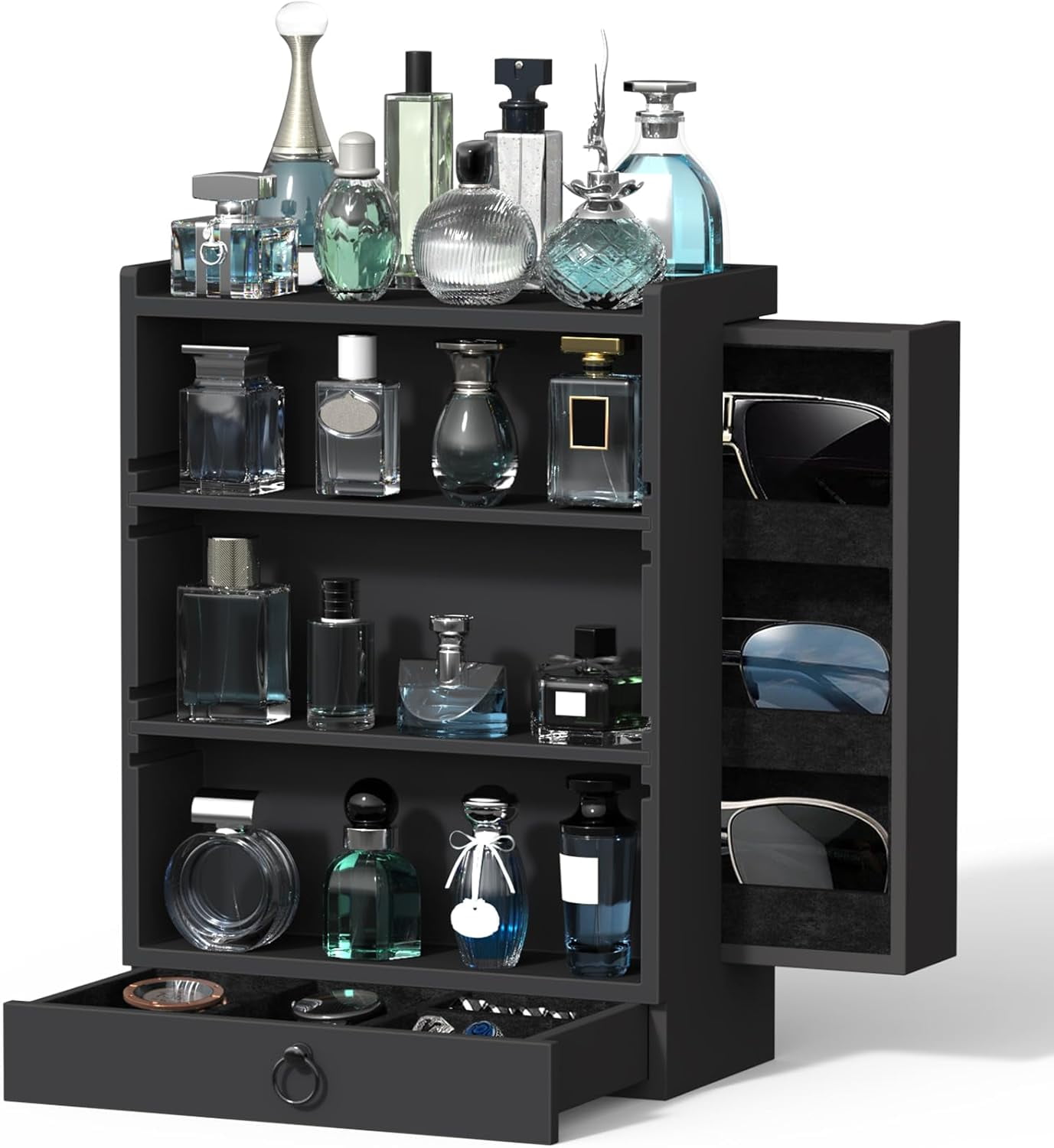 NEXPYUNWooden Cologne Organizer for Men Sliding 4 Tiers of Standing ...