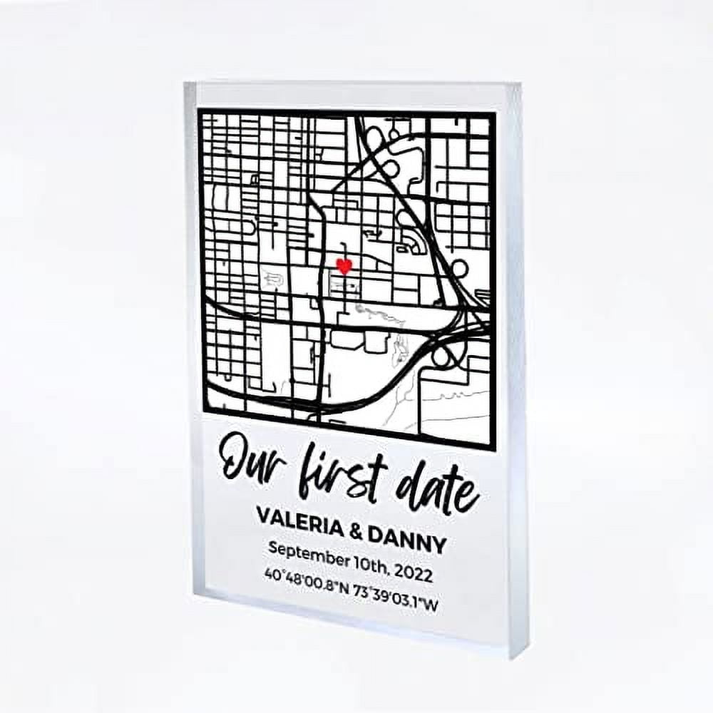 NEXT DAY SHIP Custom Our First Date Map Block - Couple Map, Where It ...