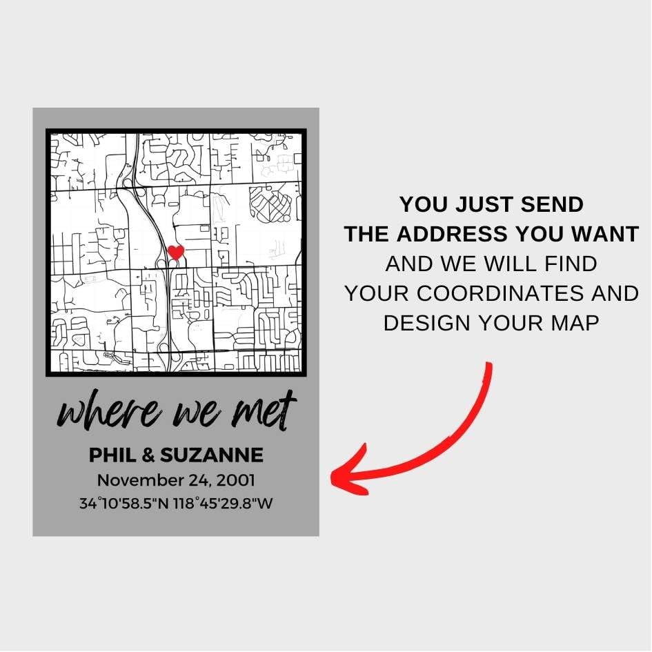 NEXT DAY SHIP Custom Our First Date Map Block - Couple Map, Where It ...