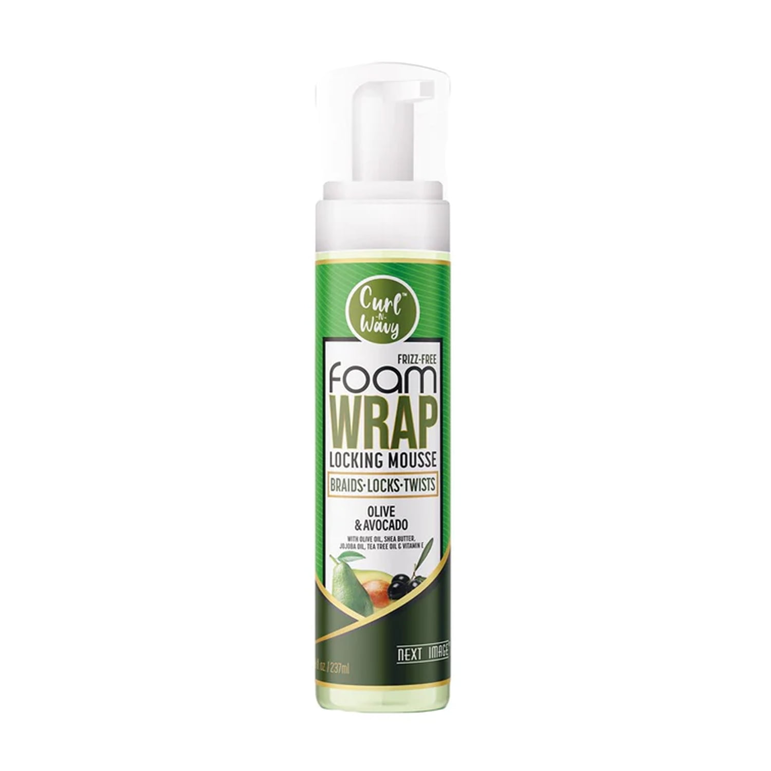 NEXT IMAGE Curl & Wavy Foam Wrap Locking Mousse Olive & Avocado 8 oz ...