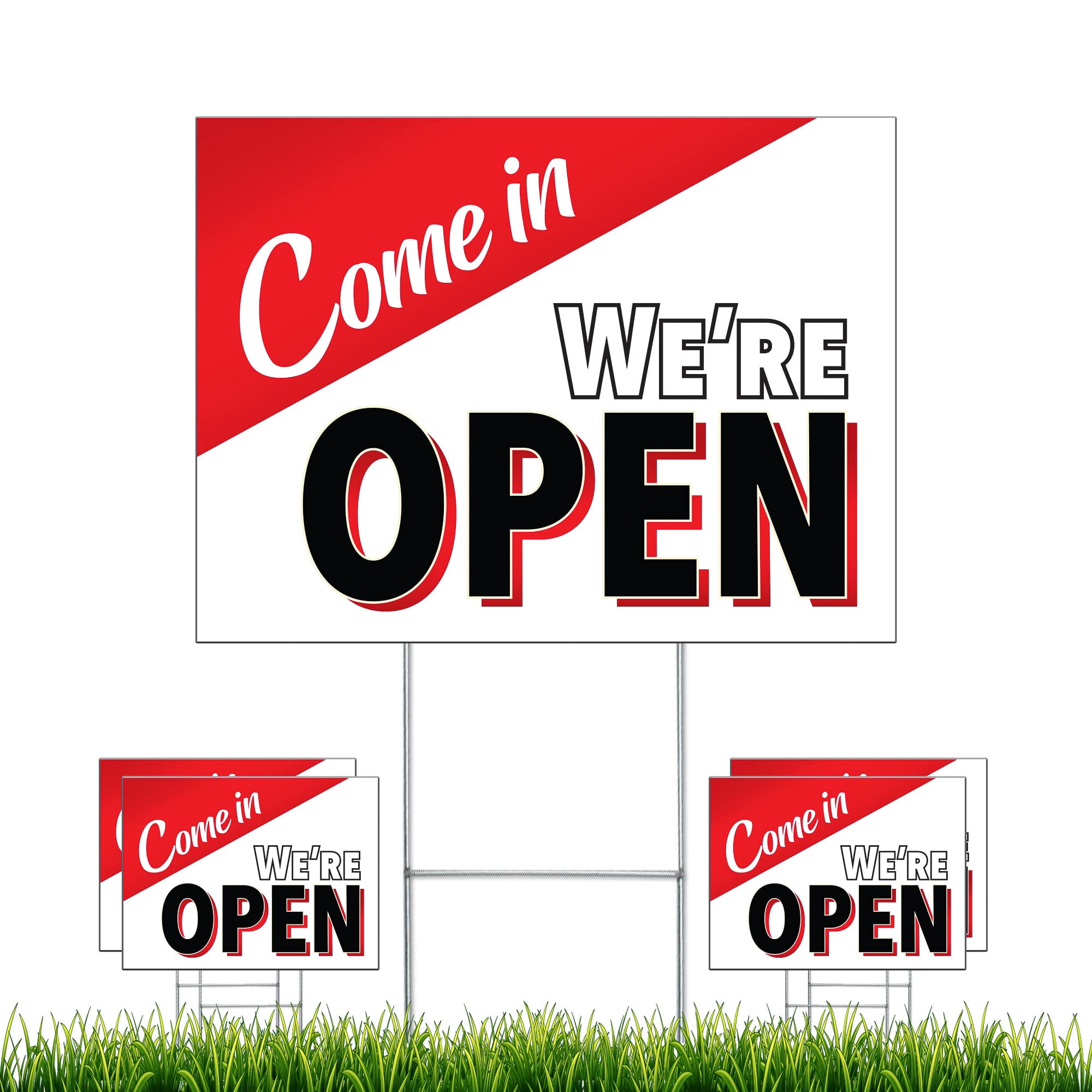 NEXT LEVEL SIGNS | Come In We're Open Yard Signs 5-Pack | Double Sided ...