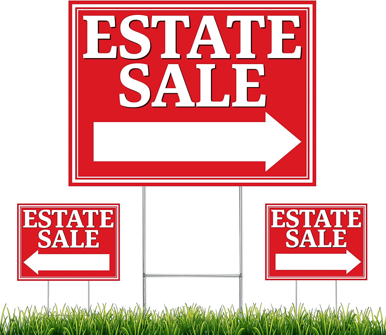 NEXT LEVEL OUTDOOR ESTATE SALE SIGNS MULTIPACK | 24x18" | H-Stake 24x10 ...