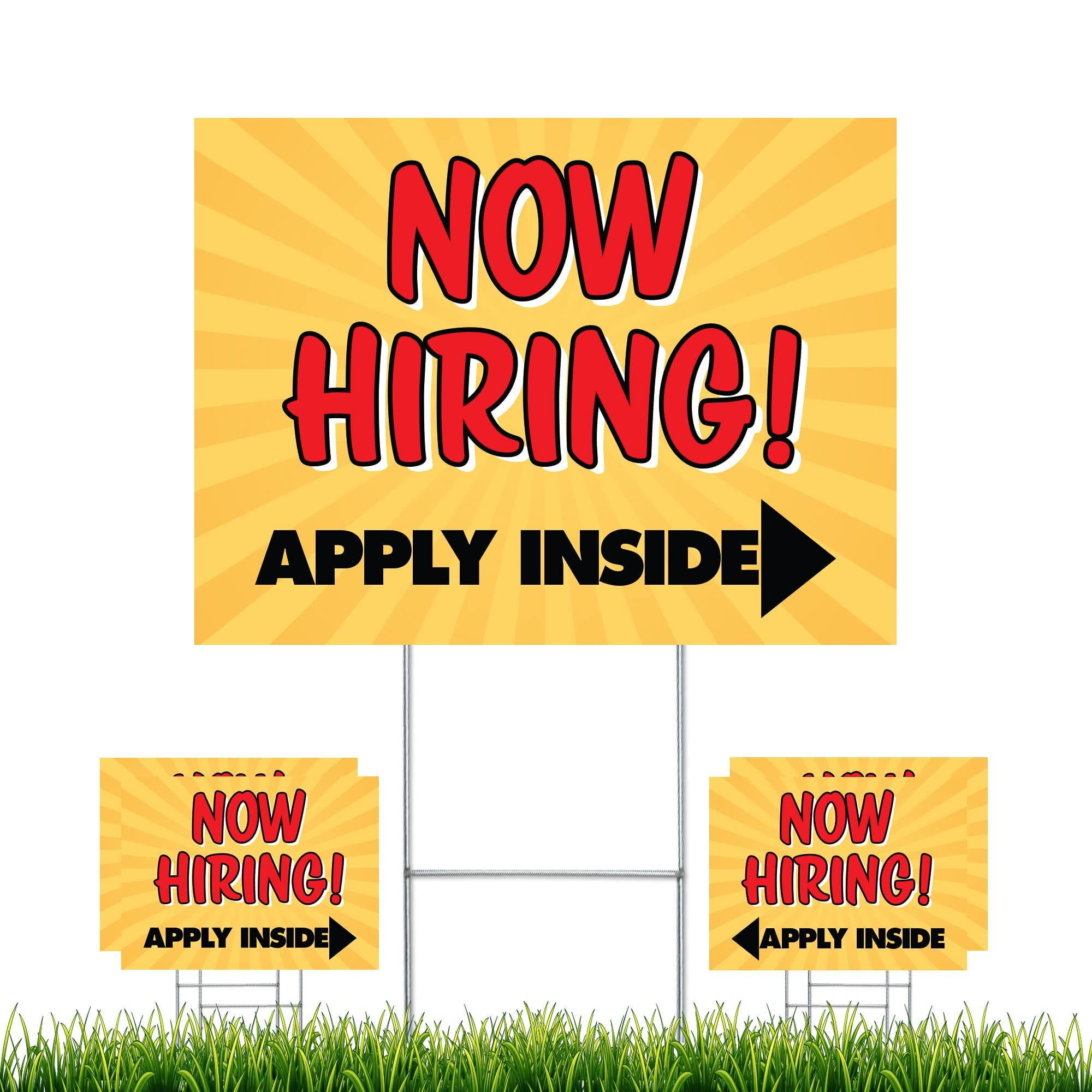 NEXT LEVEL SIGNS | Now Hiring Apply Inside Yard Signs | Double Sided 24 ...