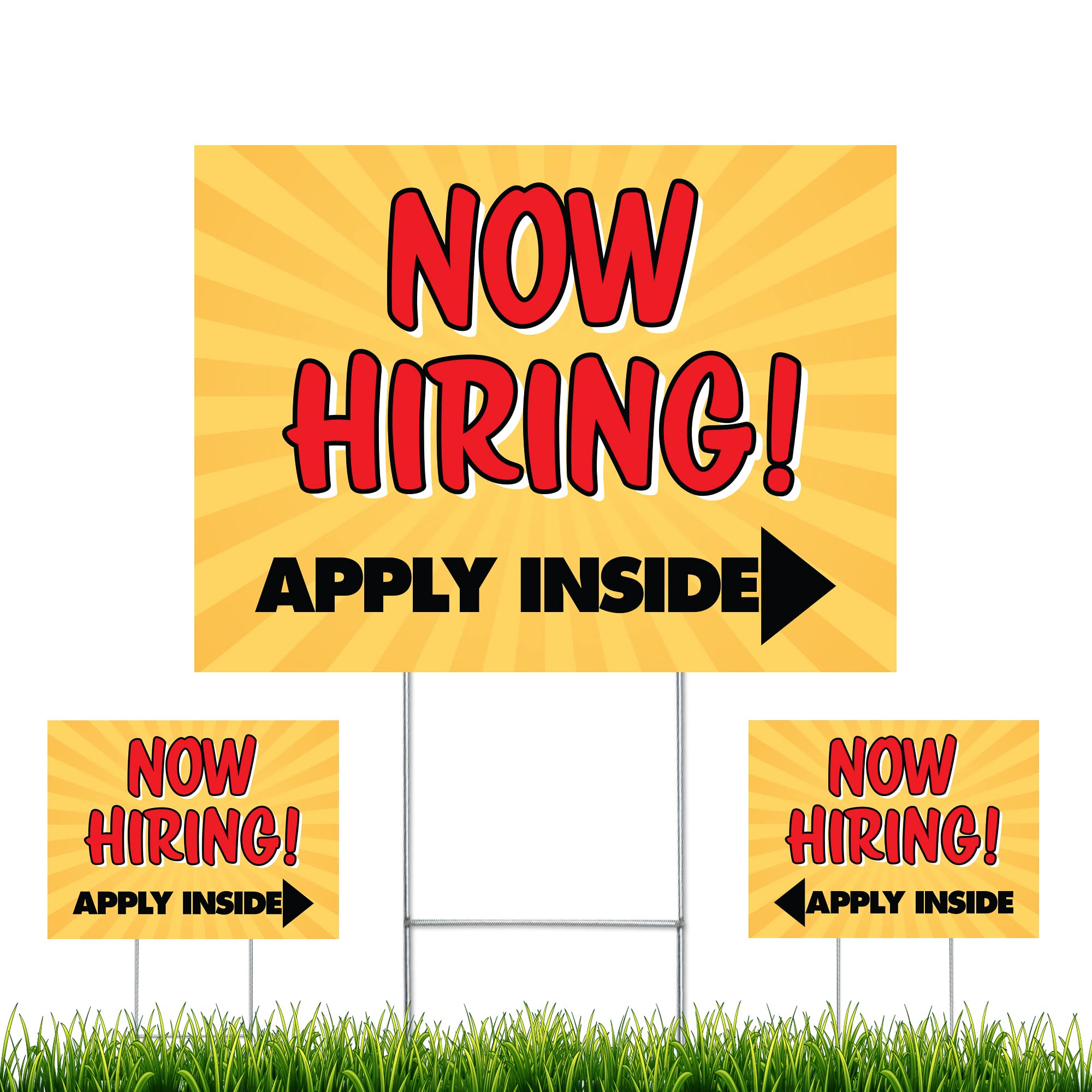 NEXT LEVEL SIGNS | Now Hiring Yard Signs 3-Pack | 24"x18" | Metal H ...