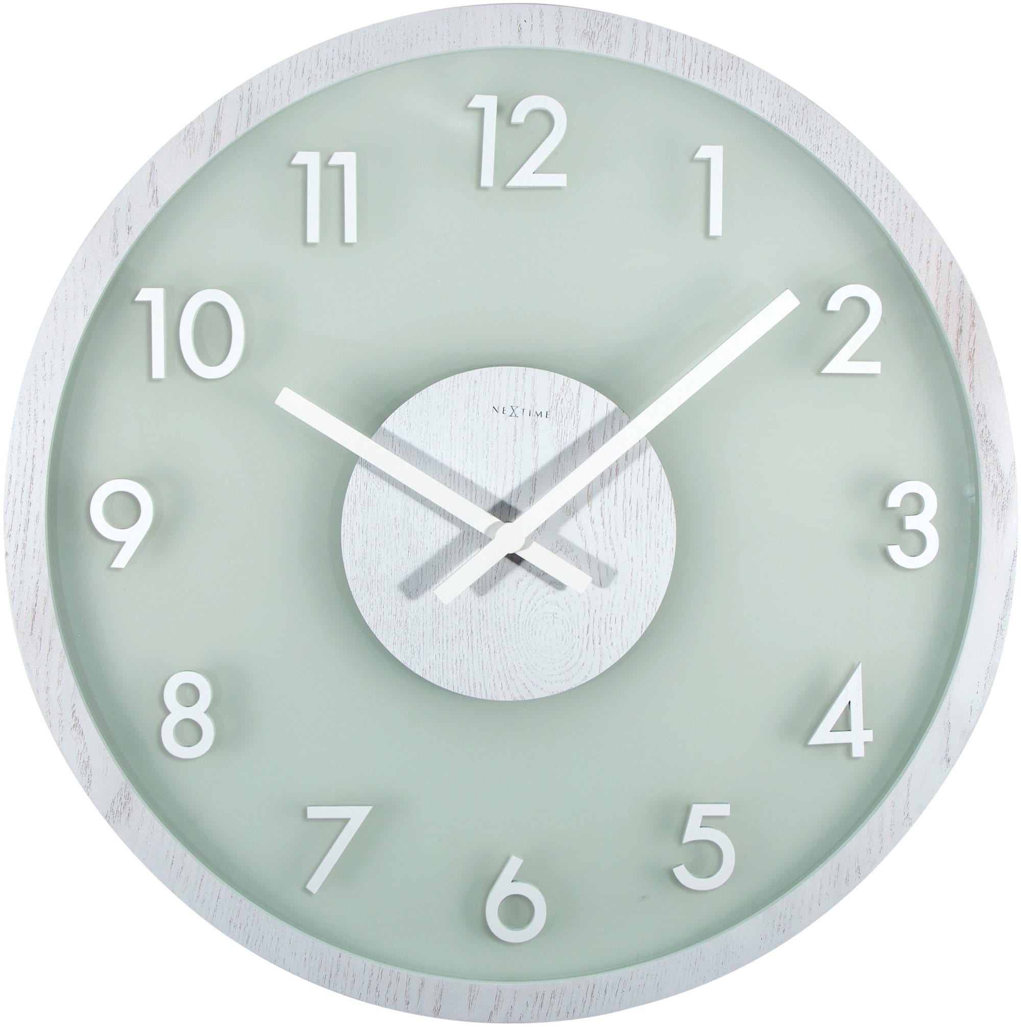 NEXTIME WALL CLOCK FROSTED WOOD - WHITE - Walmart Business Supplies