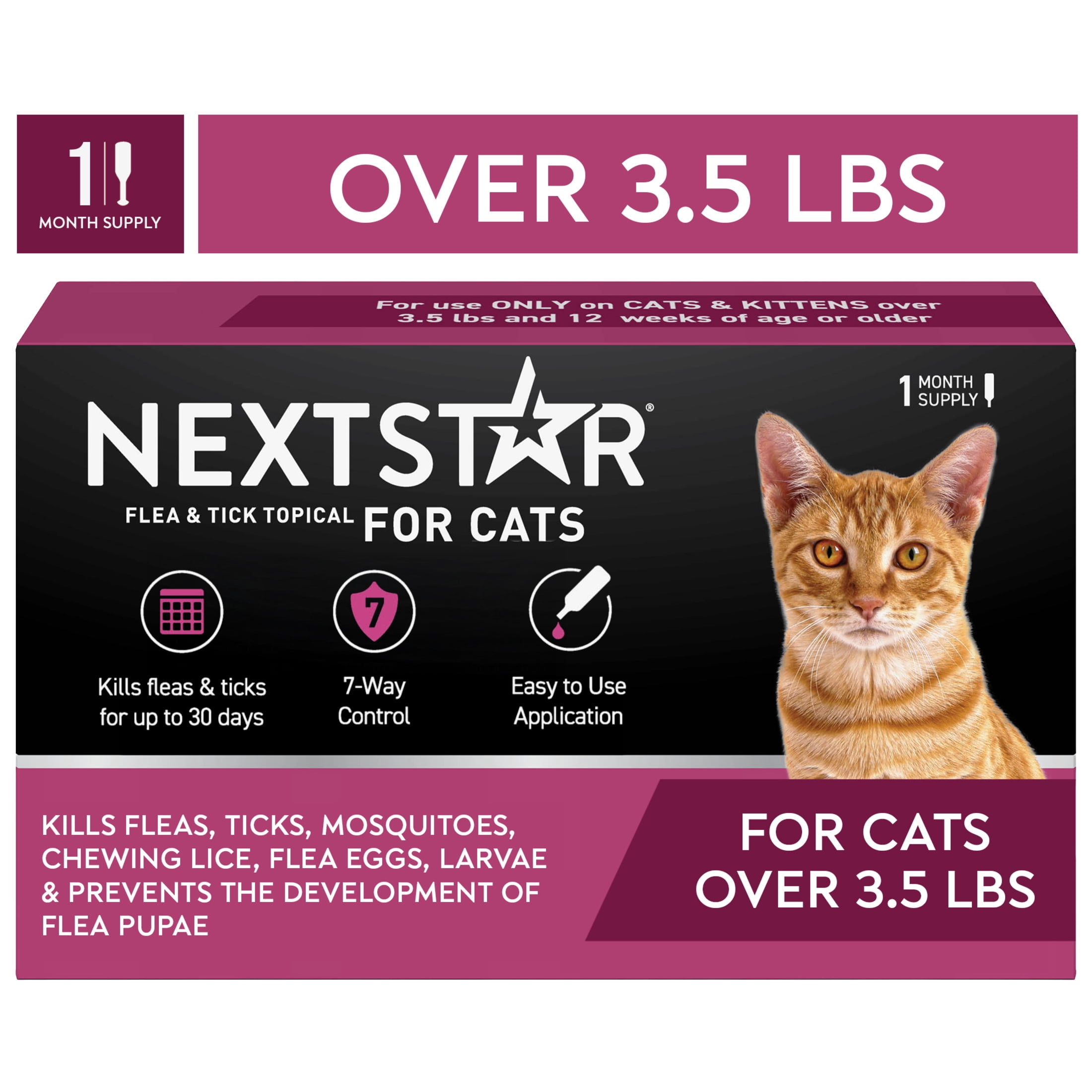 NextStar Flea and Tick Topical Prevention for Cats over 3.5 lbs, 30-Day ...