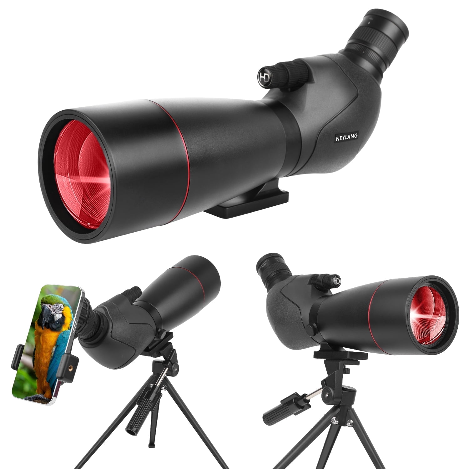 NEYLANG 25-75x70mm Spotting Scope with Tripod Phone Adapter, Waterproof ...