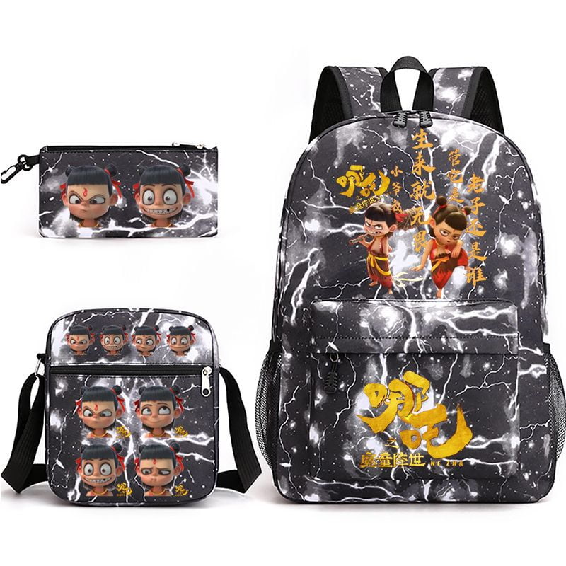 NEZHA Cartoon 1/3 Piece Backpack Anime Knapsacks Game Day Packs Cartoon ...