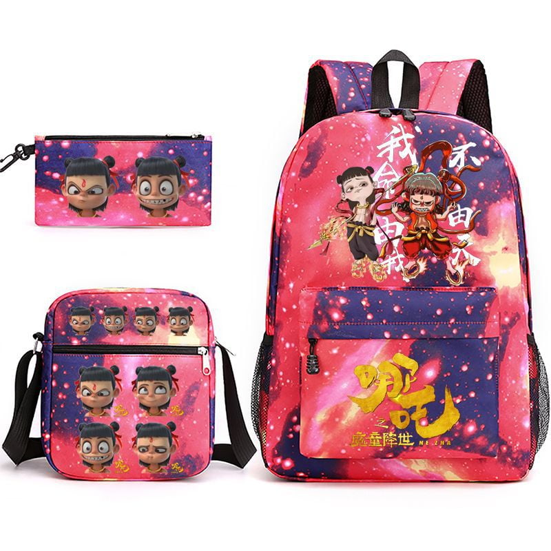 NEZHA Cartoon 3 Piece Backpack Anime Knapsacks Game Day Packs Cartoon ...