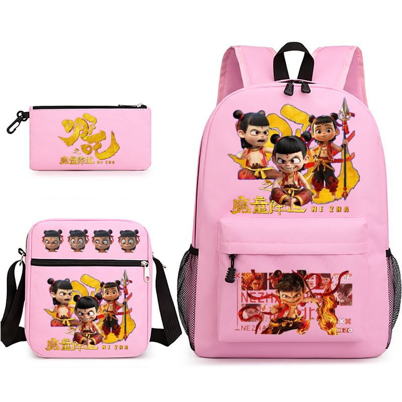 NEZHA Cartoon 3 Piece Backpack Anime Knapsacks Game Day Packs Cartoon ...