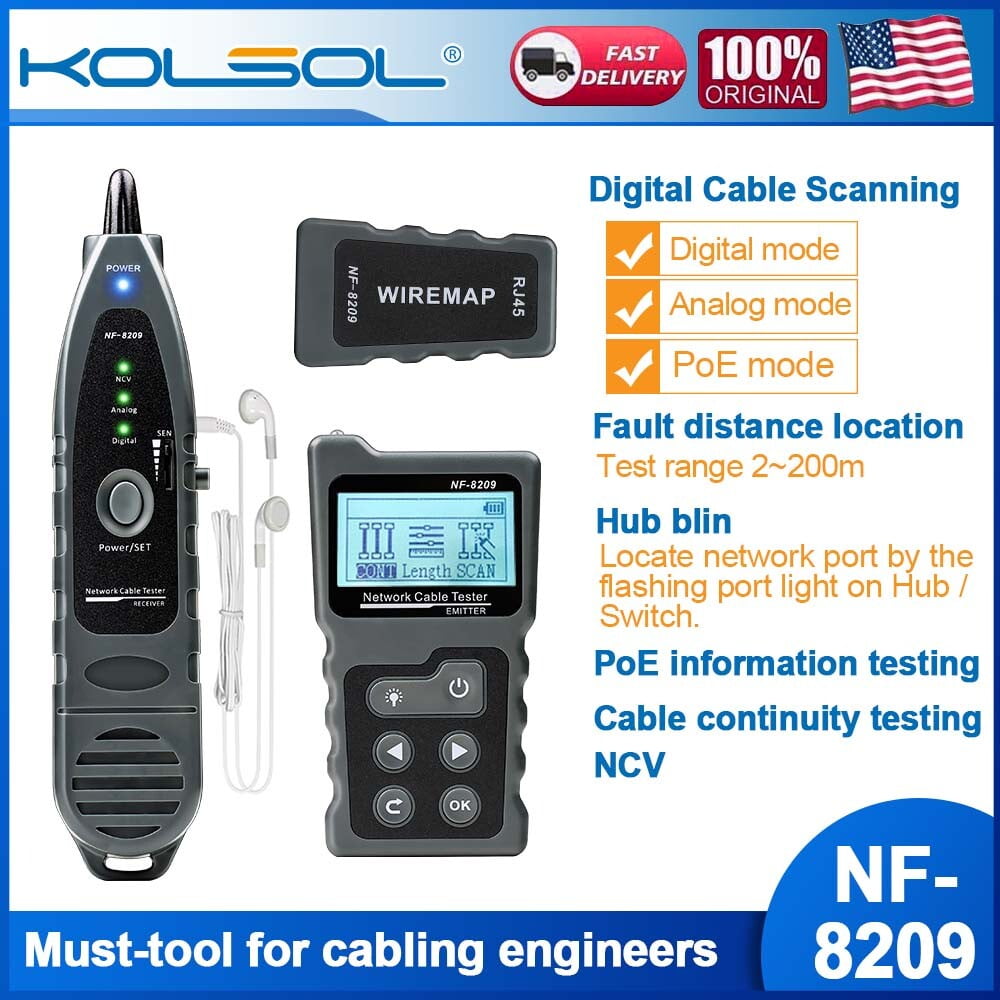 NF-8209 PoE Tester Network Cable Tester Cat5 Cat6 CAT6a Lan Test ...