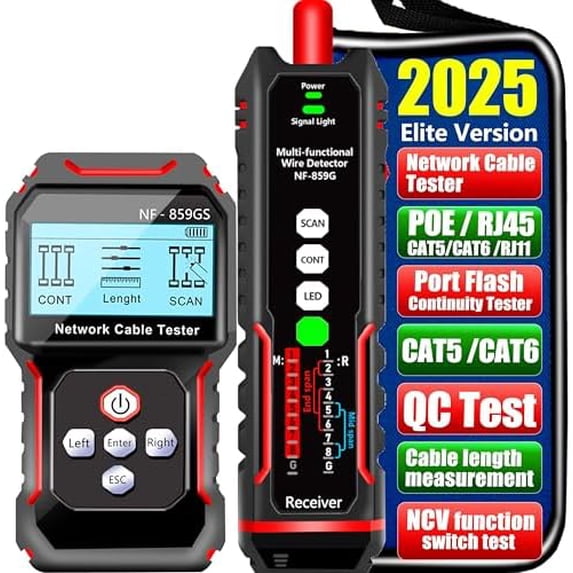 NF-859GS Network Cable Tester POE RJ45 RJ11 CAT5 CAT6 Supports Audio ...