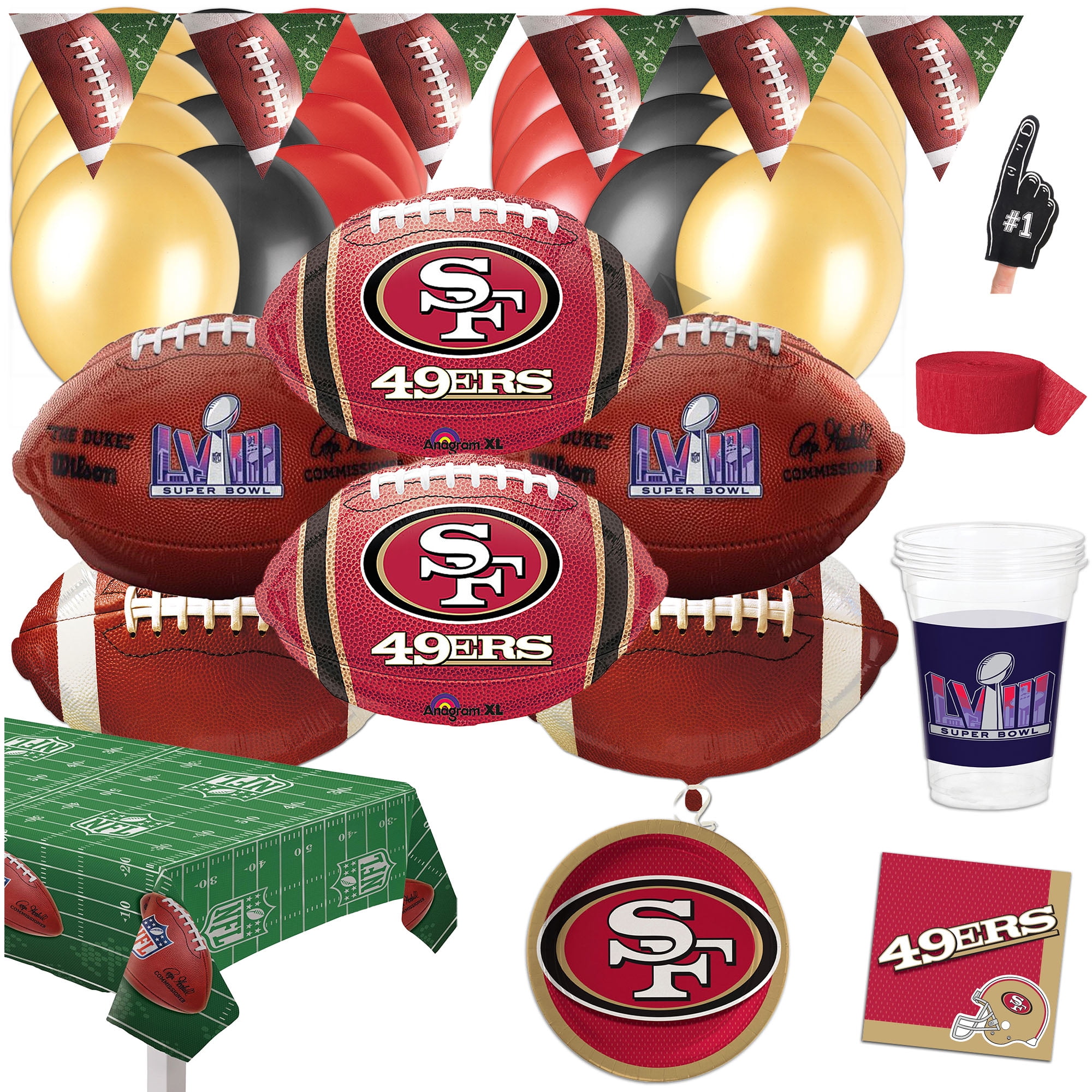 NFC 49ers Super Bowl LVIII 58 Football Party Party Pack, 67pc, 8 Guests ...