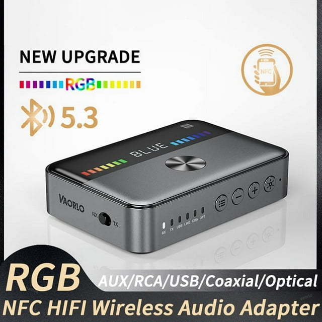 NFC Bluetooth 5.3 Audio Receiver Transmitter RGB Light USB 3.5MM AUX ...